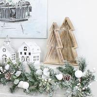 China Sustainable Christmas Serving Trays Set Of 2 Bamboo Wooden Christmas Tree Plate Dish for sale