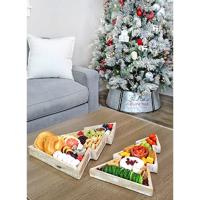China Sustainable Christmas Serving Trays Set Of 2 Bamboo Wooden Christmas Tree Plate Dish for sale