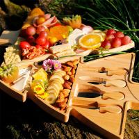 China Unique Irregular Christmas Tree Charcuterie Board Set And Knives Made of Solid Bamboo for sale