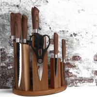 China Bamboo Multifunctional Kitchen Shelf Semi Circle Magnetic Knife Block for sale
