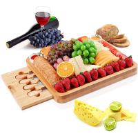China 44x33x4cm Natural Wood Vegetable Chopper Bamboo Cutting Board Tray with 4 Drawers for sale