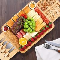 China 44x33x4cm Natural Wood Vegetable Chopper Bamboo Cutting Board Tray with 4 Drawers for sale
