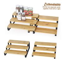 China 3 Tier Expandable Bamboo Kitchen Shelf Organizer Spice Rack Sustainable for sale