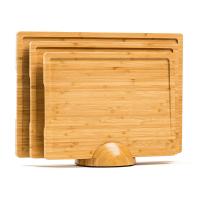 China Large End Grain Bamboo Cutting Board with Juice Groove and Customized Logo for sale