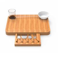 China Rectangular Bamboo Cheese Board with Pull-Out Complete Set of Cheese Knives and Design for sale