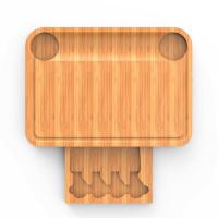 China Rectangular Bamboo Cheese Board with Pull-Out Complete Set of Cheese Knives and Design for sale