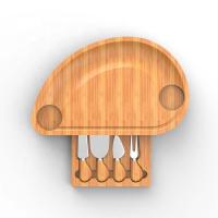 China Semicircle Conch Shape Bamboo Cheese Cutting Board and Knife Set for Customized Designs for sale