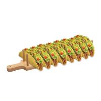 China Multifunctional Bamboo Burrito Rack 8 Kitchen Slot Tortilla Stand Food Serving Tray for sale