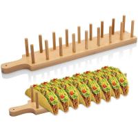 China Multifunctional Bamboo Burrito Rack 8 Kitchen Slot Tortilla Stand Food Serving Tray for sale