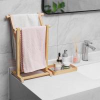 China Sustainable Bamboo Hand Towel Holder Stand for Small Bathroom and Kitchen Countertops for sale