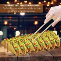 China Multifunctional Bamboo Burrito Rack 8 Kitchen Slot Tortilla Stand Food Serving Tray for sale