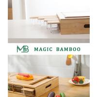 China OEM ODM Natural Bamboo Cutting Board with Multifunction Storage and 4 Plastic Tray Drawers for sale