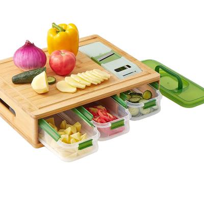China Hotel Bamboo Cutting Board With Containers And Locking Lid And Graters For Home and Bar for sale
