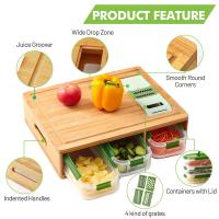 China Hotel Bamboo Cutting Board With Containers And Locking Lid And Graters For Home and Bar for sale
