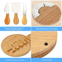 China Natural Removable Snack Ceramic Server Bowls with Round Bamboo Cheese Board 33X33X5CM for sale