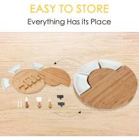 China Natural Removable Snack Ceramic Server Bowls with Round Bamboo Cheese Board 33X33X5CM for sale