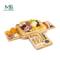 China Eco-Friendly Natural Bamboo Cheese Cutting Board and Knife Set for Charcuterie Platter for sale