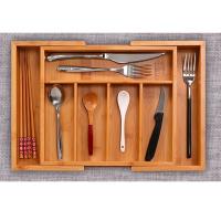 China Expandable Rectangle Kitchen Tableware Bamboo Silverware Cutlery Tray CE Certificate for sale