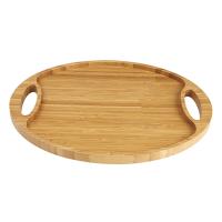 China Soild Bamboo Serving Platter Coffee Tea Dessert Tray With Handle for sale