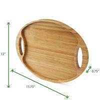 China Soild Bamboo Serving Platter Coffee Tea Dessert Tray With Handle for sale