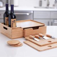 China Minimalist Design Style Natural Bamboo Serving Tray for Rustic Outdoor Wine and Food for sale