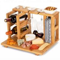 China Multifunctional Cheese Board Bamboo Chopping Blocks with Wine Rack and Napkin Rack for sale