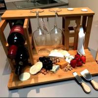 China Multifunctional Cheese Board Bamboo Chopping Blocks with Wine Rack and Napkin Rack for sale