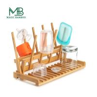 China Collapsible Kitchen Shelf Organizer Bamboo Drying Dish Rack For Cup Glass Bottle for sale