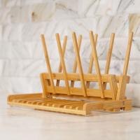 China Collapsible Kitchen Shelf Organizer Bamboo Drying Dish Rack For Cup Glass Bottle for sale