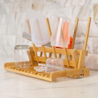 China Collapsible Kitchen Shelf Organizer Bamboo Drying Dish Rack For Cup Glass Bottle for sale