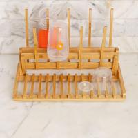 China Collapsible Kitchen Shelf Organizer Bamboo Drying Dish Rack For Cup Glass Bottle for sale
