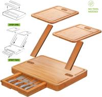 China Bamboo Modular Platter Serving Tray With Slide Out Drawer And 3 Tier Cheese Board Set for sale