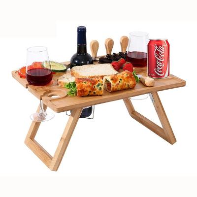 China Outdoor Engraved Bamboo Folding Tray Table For Picnic Desk Camping for sale