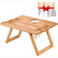 China Outdoor Engraved Bamboo Folding Tray Table For Picnic Desk Camping for sale