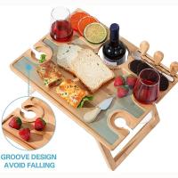 China Outdoor Engraved Bamboo Folding Tray Table For Picnic Desk Camping for sale
