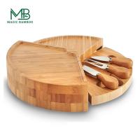 China Round Bamboo Kitchen Cutting Board Knife Set For Chopping Blocks for sale