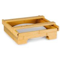 China Bamboo Kitchen Party Organizer Utensil Caddy Paper Plate and Napkin Cabinet Dispenser for sale