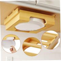 China BAMBOO Tableware Kitchen Counter Vertical Paper Plate Dispenser With Internal Divider for sale