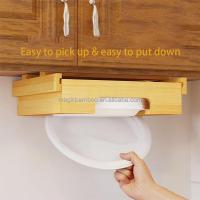 China BAMBOO Tableware Kitchen Counter Vertical Paper Plate Dispenser With Internal Divider for sale