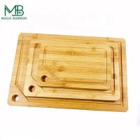 China Three-Piece Bamboo Cutting Board Set in Three Sizes with Drain Stand CE / EU Certified for sale