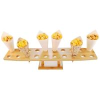 China Multilevel Bamboo Food Ice Cream Cone Stand Storage Rack Portable for sale