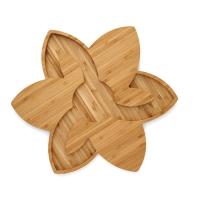 China Natural Bamboo Flower Shaped Sectional Party Platter Serving Tray for Chopping Blocks for sale