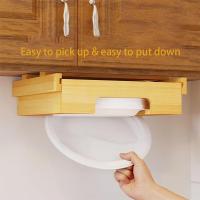 China Waterproof Bamboo Small Kitchen Shelf Storage Paper Plate Dispenser Holder 10 Inch for sale