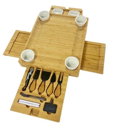 China Natural Bamboo Kitchen Cutting Board With Multifunctional Knives And Drawer for sale