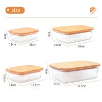 China Kitchen Square Glass Jar Lunch Box Container With Bamboo Lid Customizable and Durable for sale