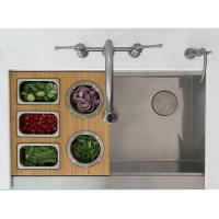 China Workstation Composite Bamboo Cutting Board Set with Rectangular Stainless Steel Bowls for sale