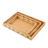 China Tabletop Large Bamboo Serving Platter Trays With Handles Restaurant Hotel for sale