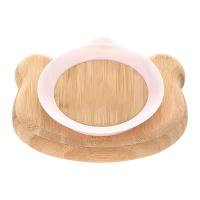 China 1L Capacity Natural Organic Bear Shaped Bamboo Baby Plate With Suction Sustainable for sale