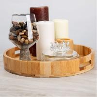 China Customized Round Bamboo Circular Tray Serving For Kitchen Living Room Decoration for sale