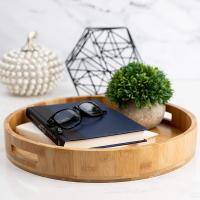 China Customized Round Bamboo Circular Tray Serving For Kitchen Living Room Decoration for sale